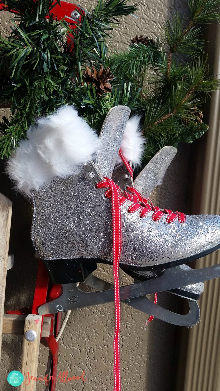 Glittered Ice Skates as Christmas and Winter Decor | The Magic Brush