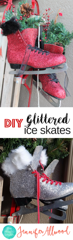Glittered Ice Skates as Christmas and Winter Decor | The Magic Brush