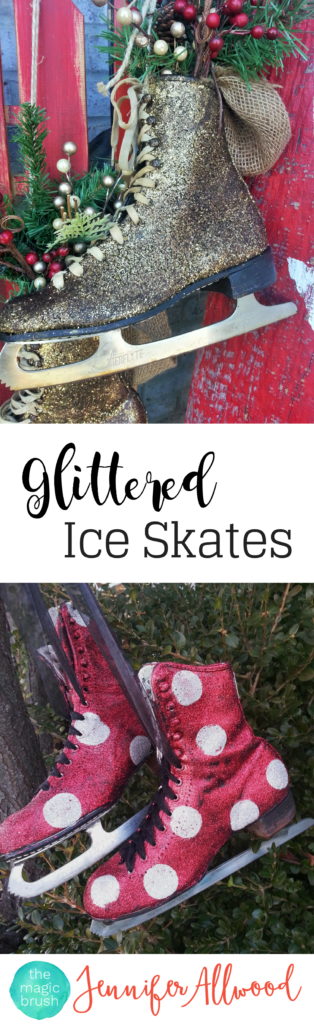 Glittered Ice Skates as Christmas and Winter Decor | The Magic Brush