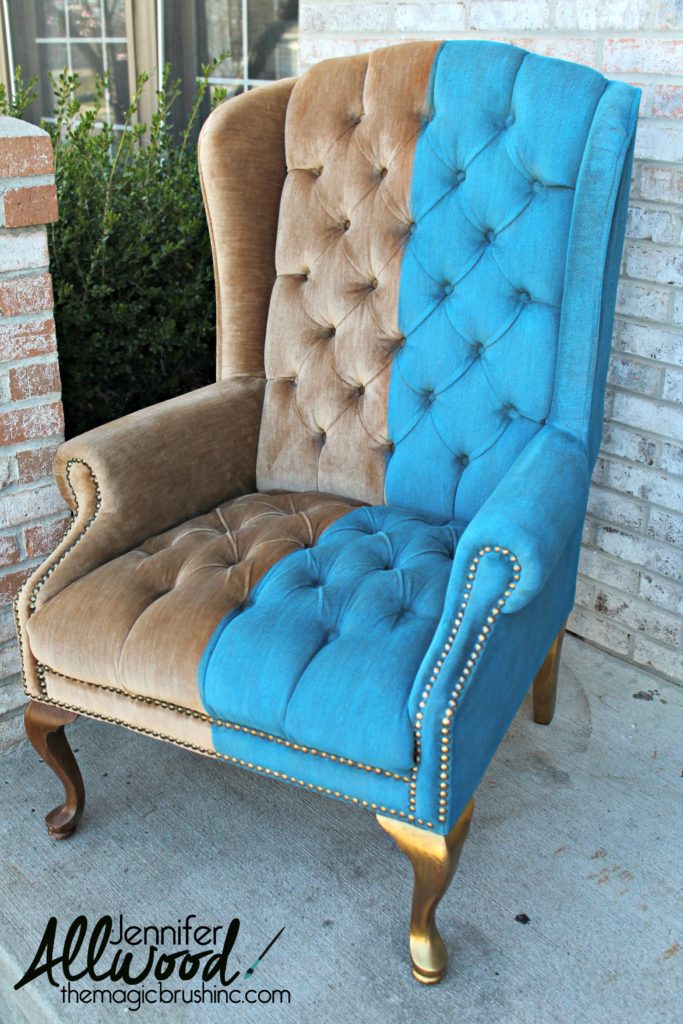 Paint Velvet Fabric - A Chair Makeover | The Magic Brush Inc.