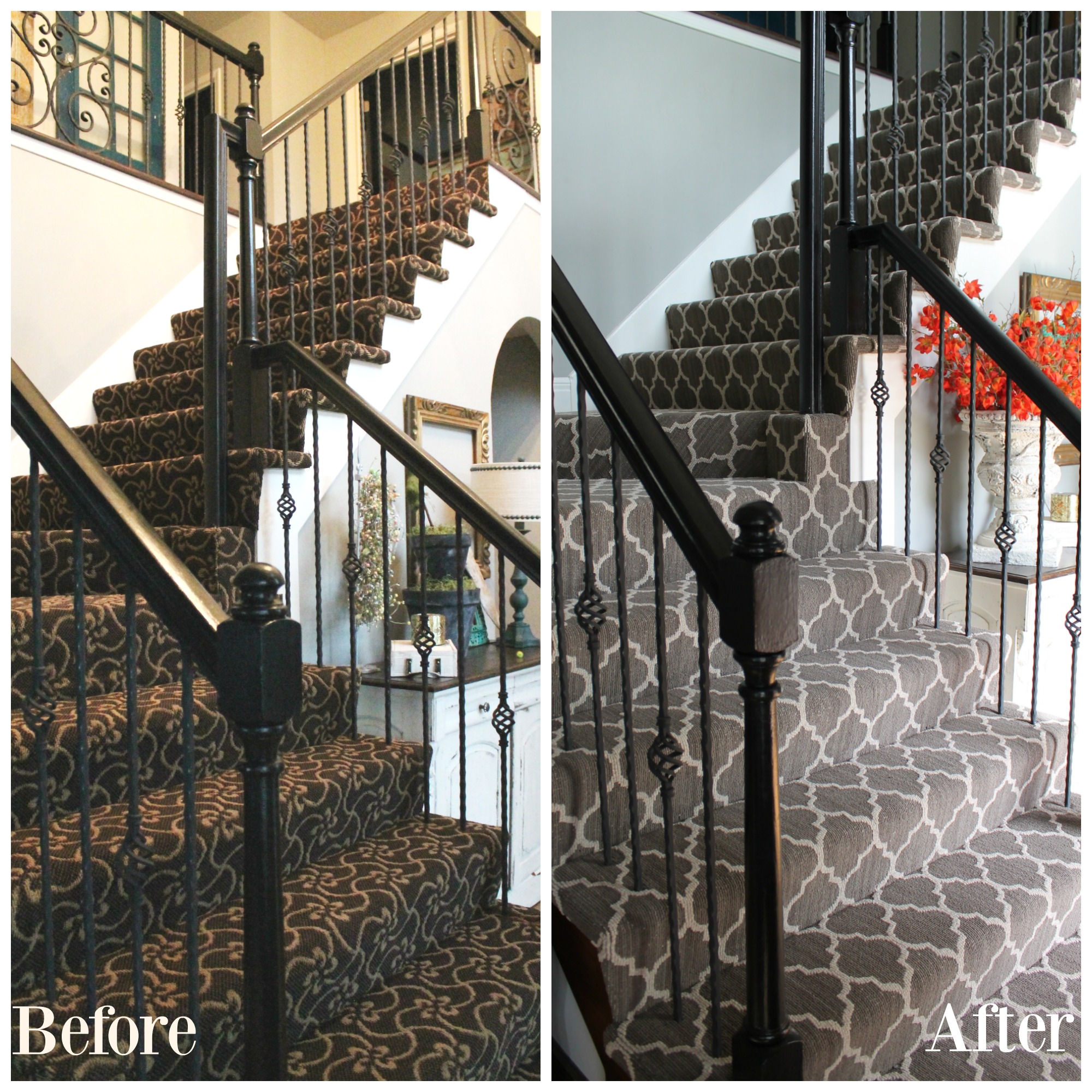 Patterned stair carpet