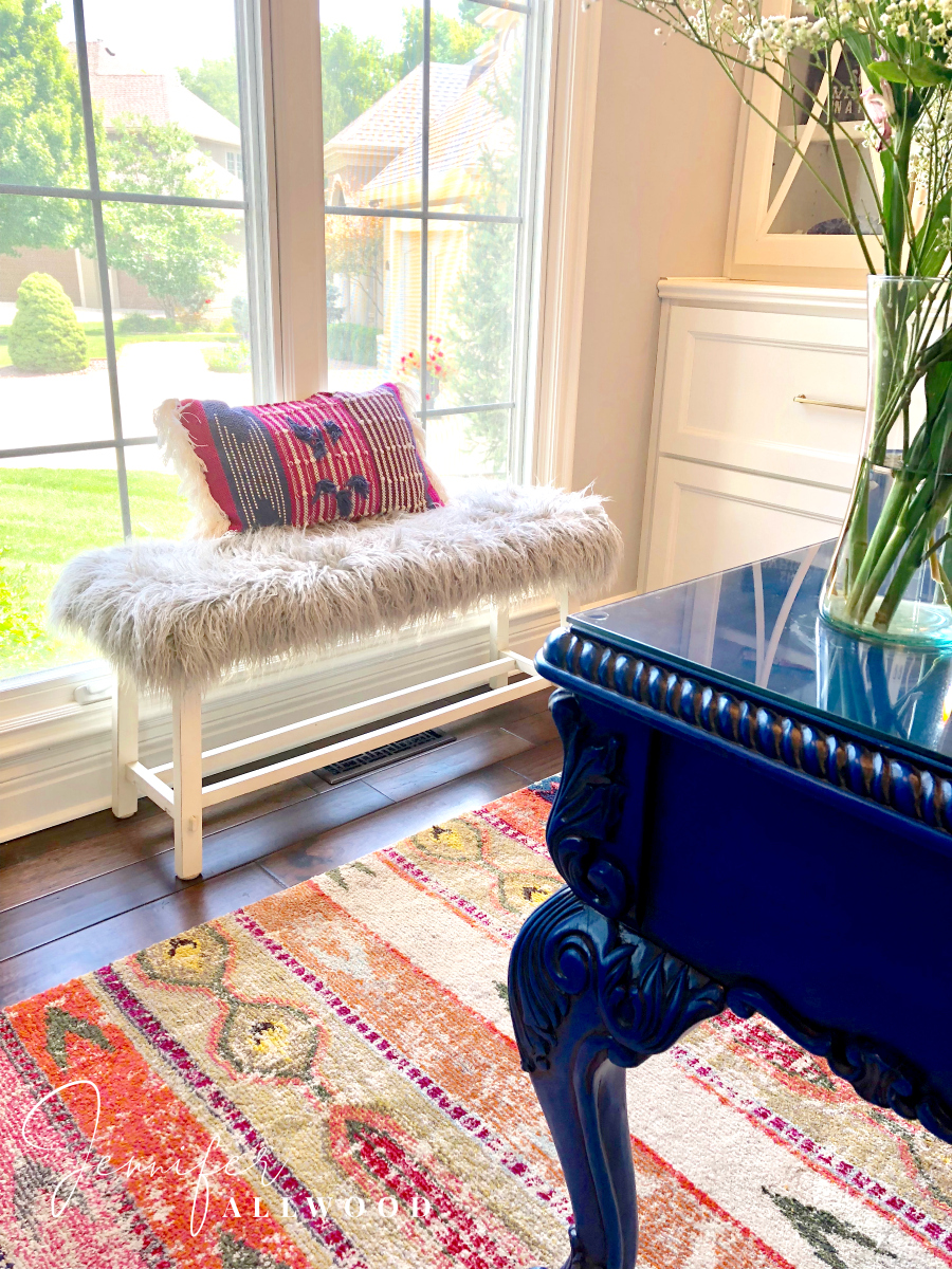DIY Fur Covered Bench - Recovering a plain bench | Magic Brush